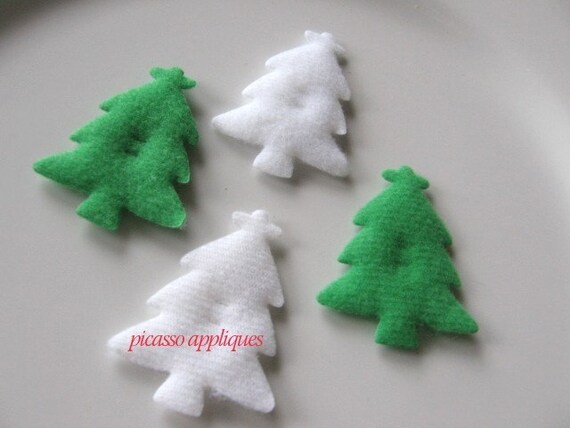 10 Felt Christmas Trees Padded Appliques Embellishments and - Etsy