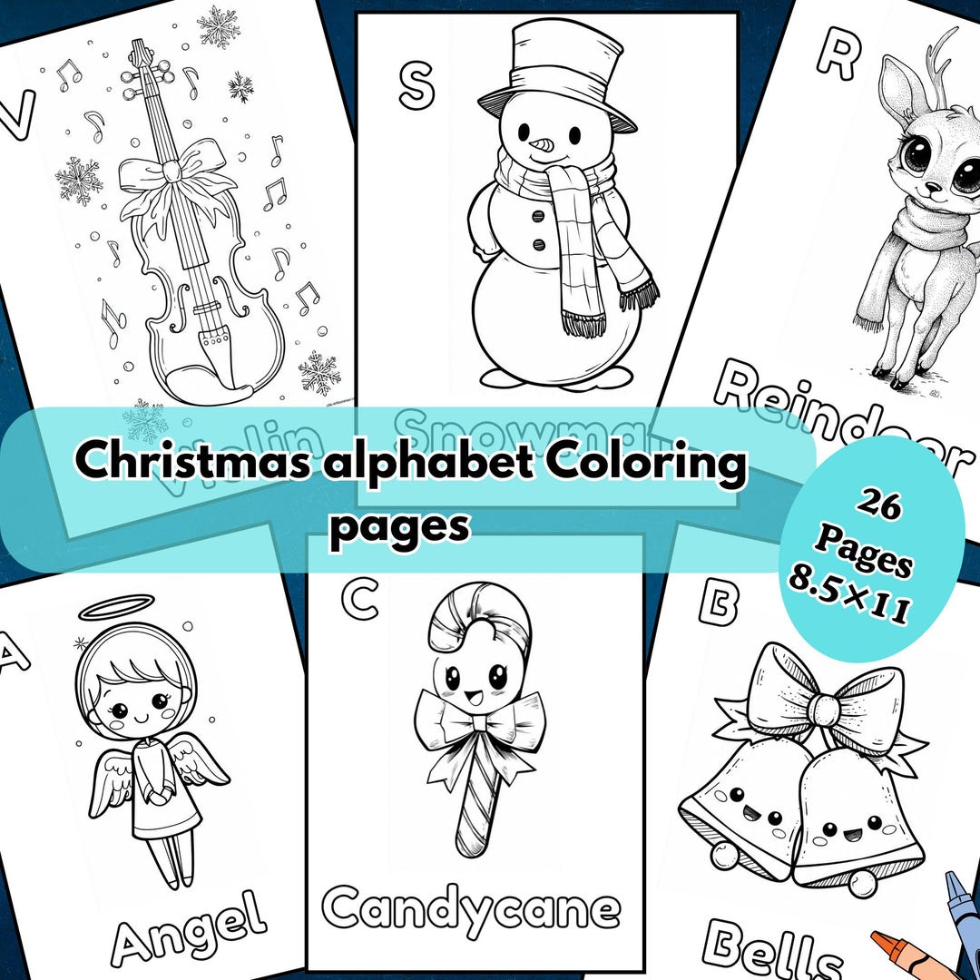 Christmas Alphabet Coloring Pages for Kids, Holiday ABC Worksheets ...