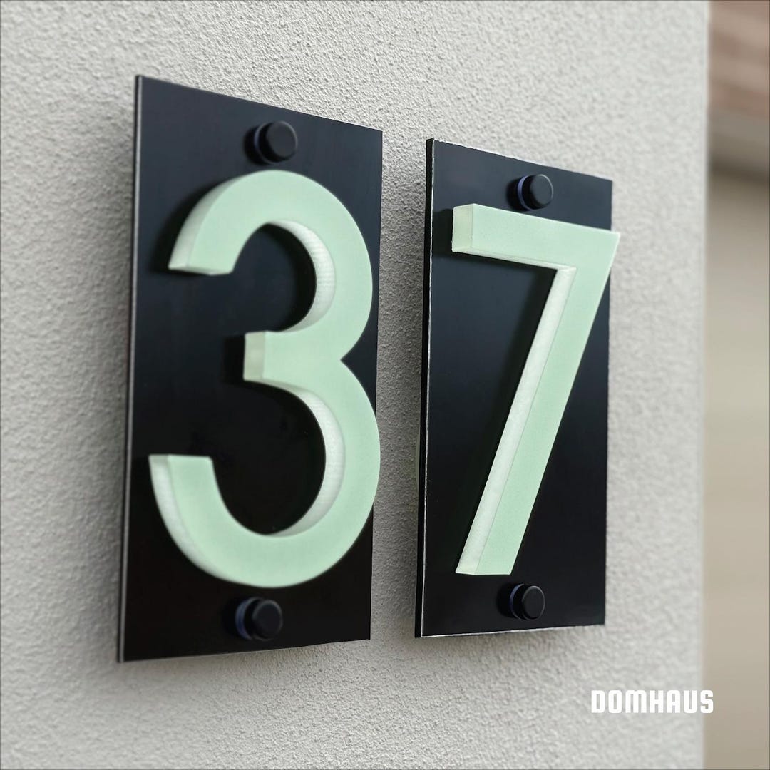 DOMHAUS Modern Glow House Numbers | Matte Black Weatherproof Outdoor ...