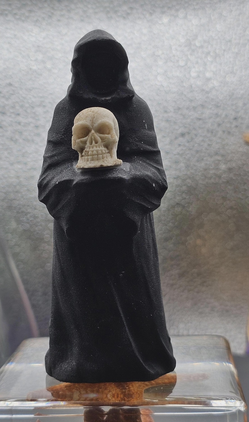 Obsidian Grim Reaper With Skull - 5h X 2w X 2d - Etsy