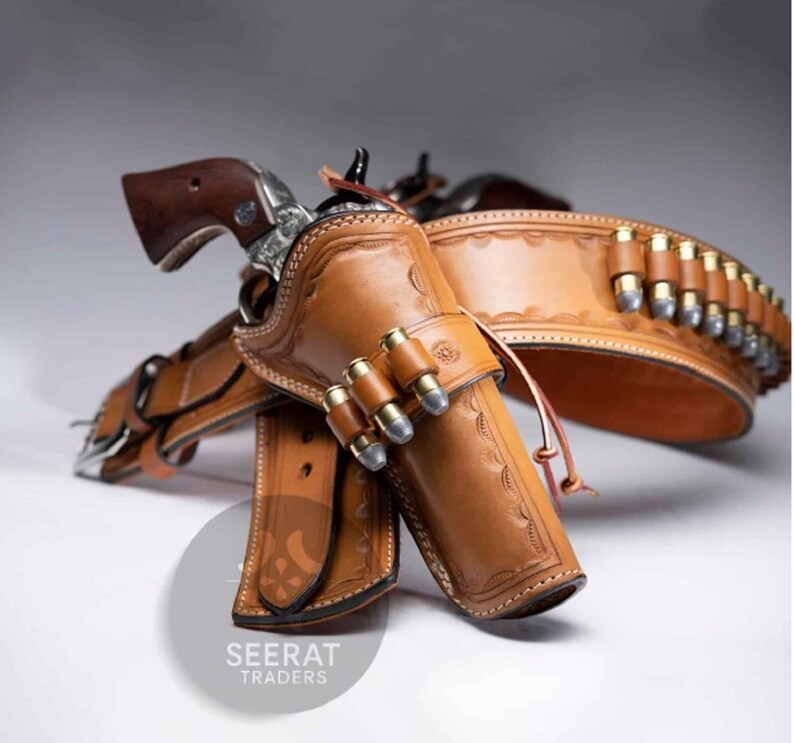 New Holster Belt Right Hand Holster Belt Sass Cowboy Vintage Belt Ammo ...