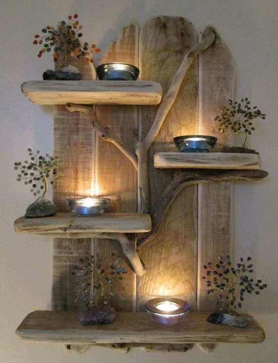 Driftwood Candle Shelf - Etsy UK