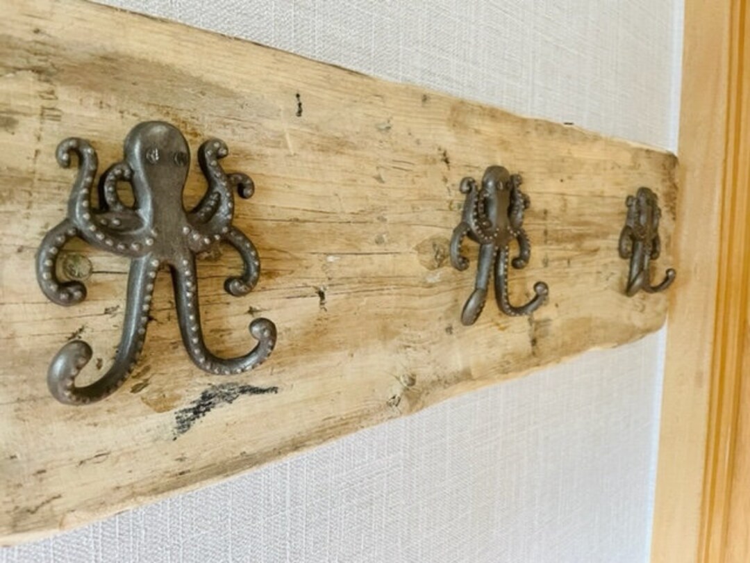 Octopus Rustic Driftwood Beach Themed Coat Rack - Etsy