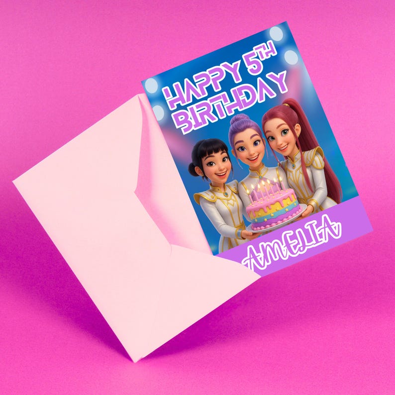 KPOP Demon Hunters Birthday Card Template, Printable A4 (digital ...