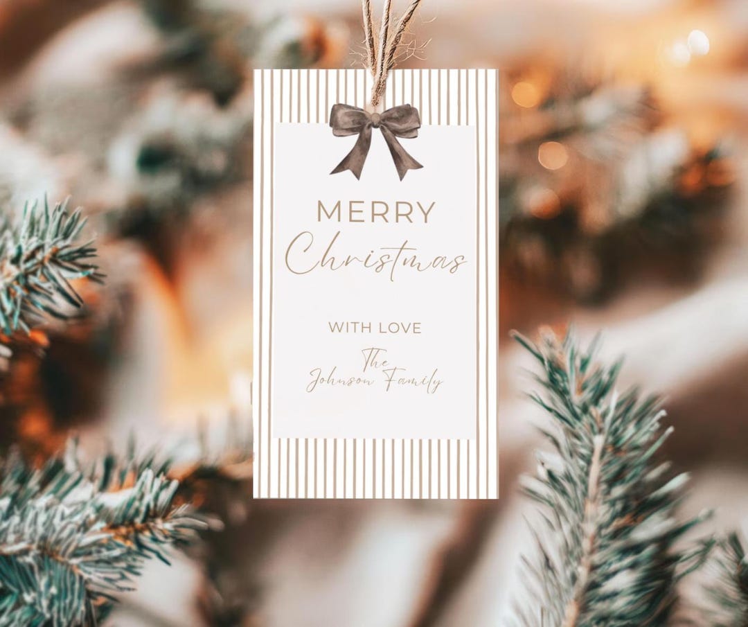Christmas Gift Tags Printable Modern Minimalist Editable Holiday Gift ...