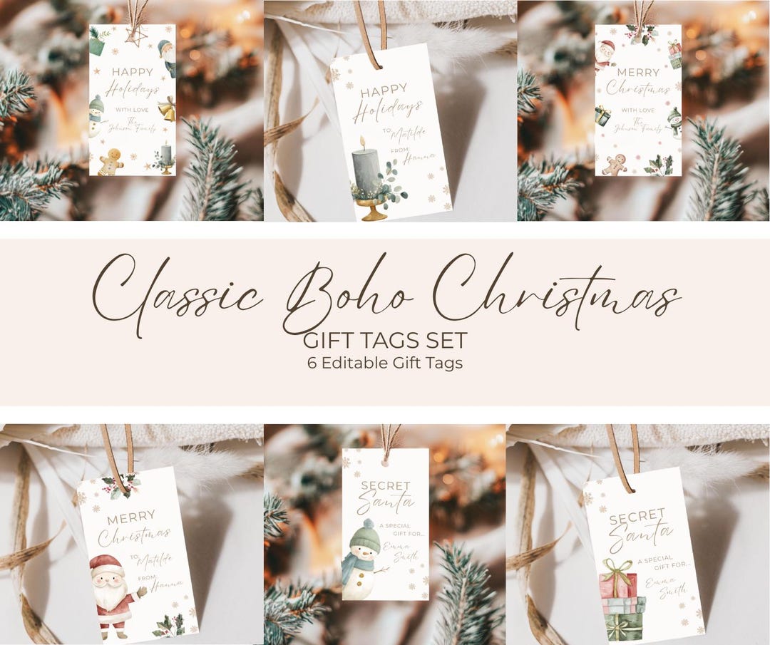 Christmas Gift Tags Printable Set of 6 Editable Holiday Gift Tags Canva ...