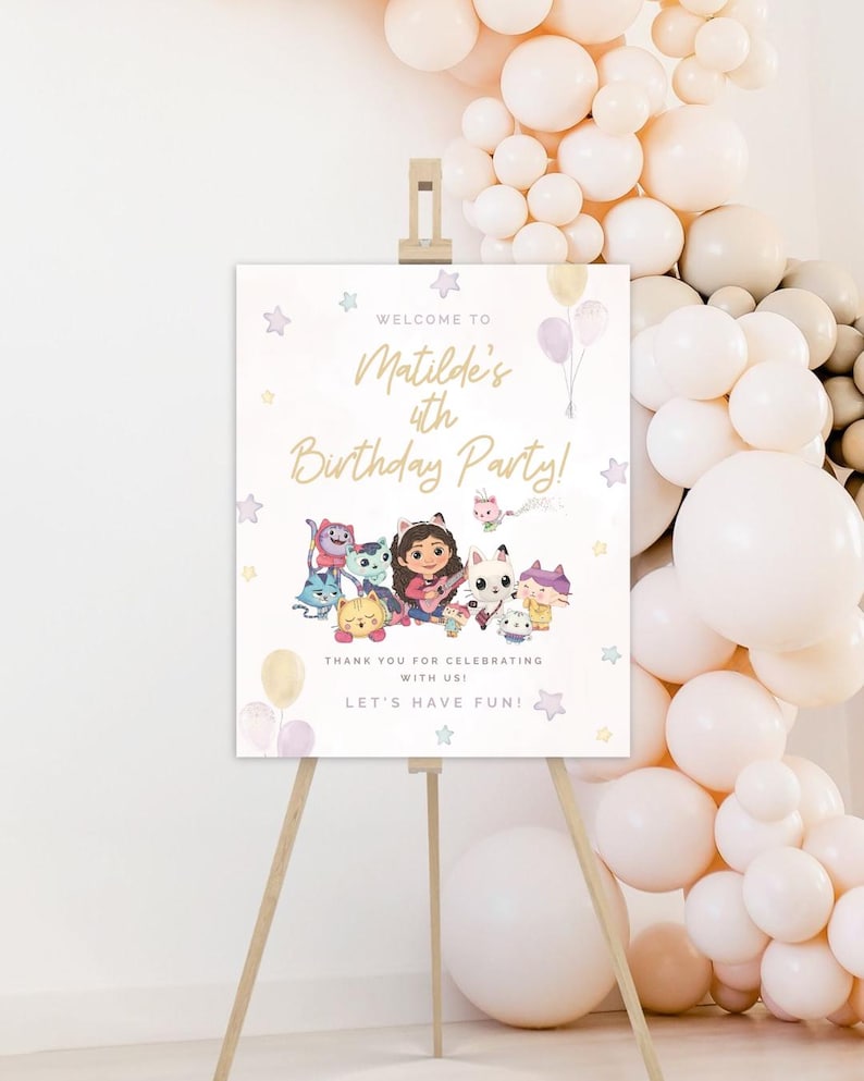 Gabby's Dollhouse Inspired Birthday Party Kit: Editable Canva Templates ...