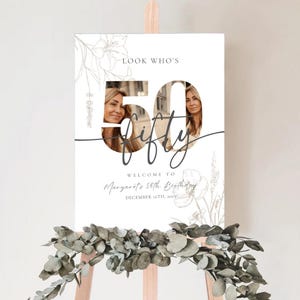 50th Birthday Welcome Sign for Women Photo Sign Editable Template ...