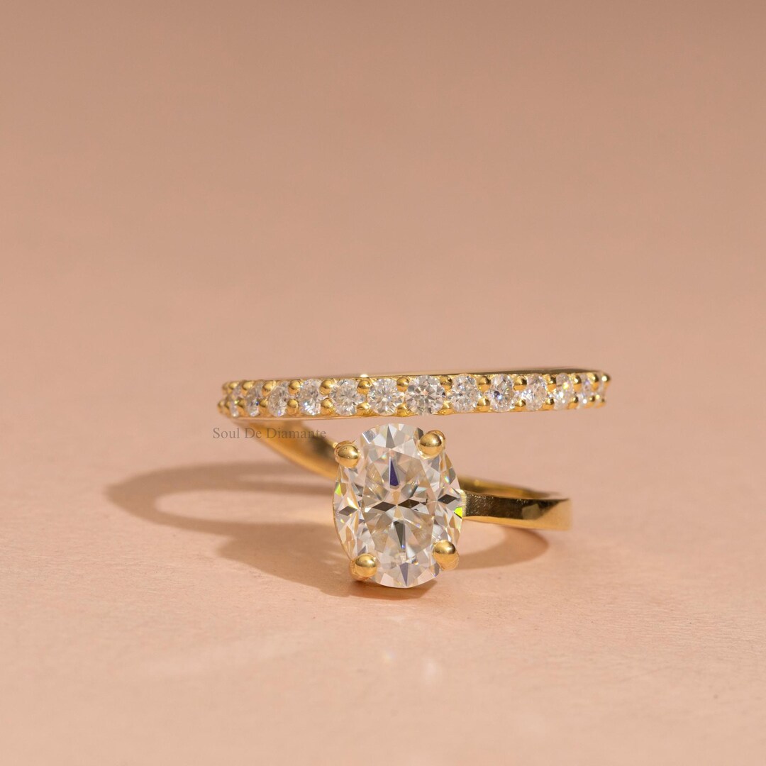 Oval Lab Grown Diamond Engagement Ring | Oval Bypass Pave Setting ...