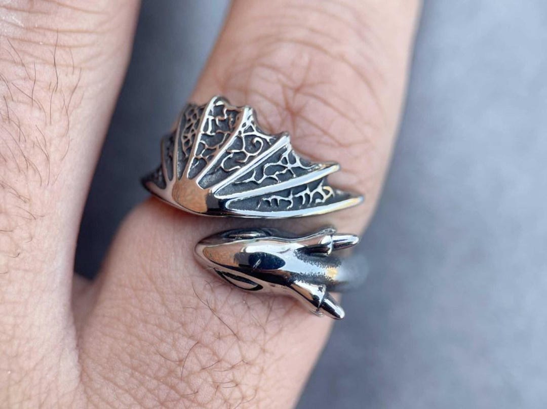 Adjustable Stainless Steel Dragon Ring: Fantasy Gift - Etsy