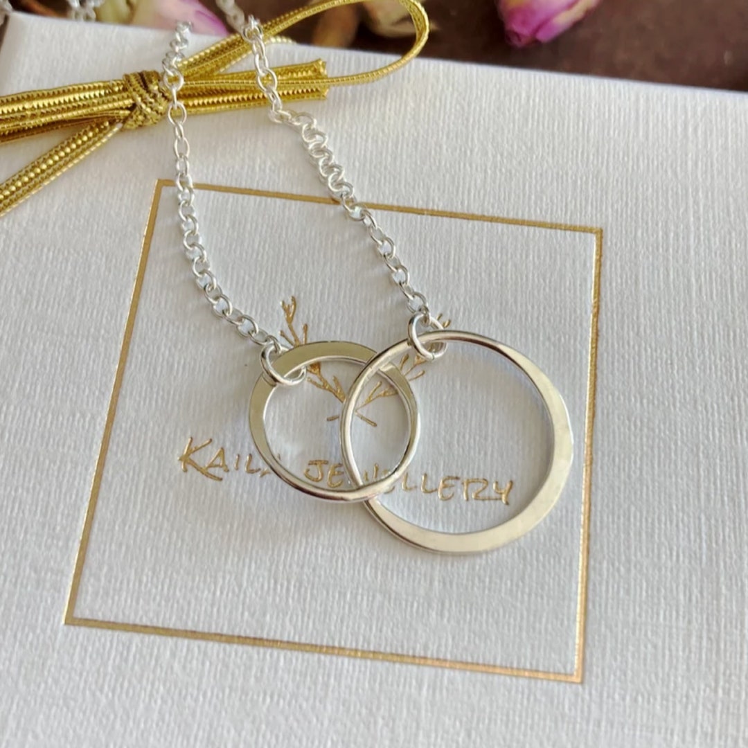 Sterling Silver Interlocking Circle Necklace: Unity, Infinity Design - Etsy
