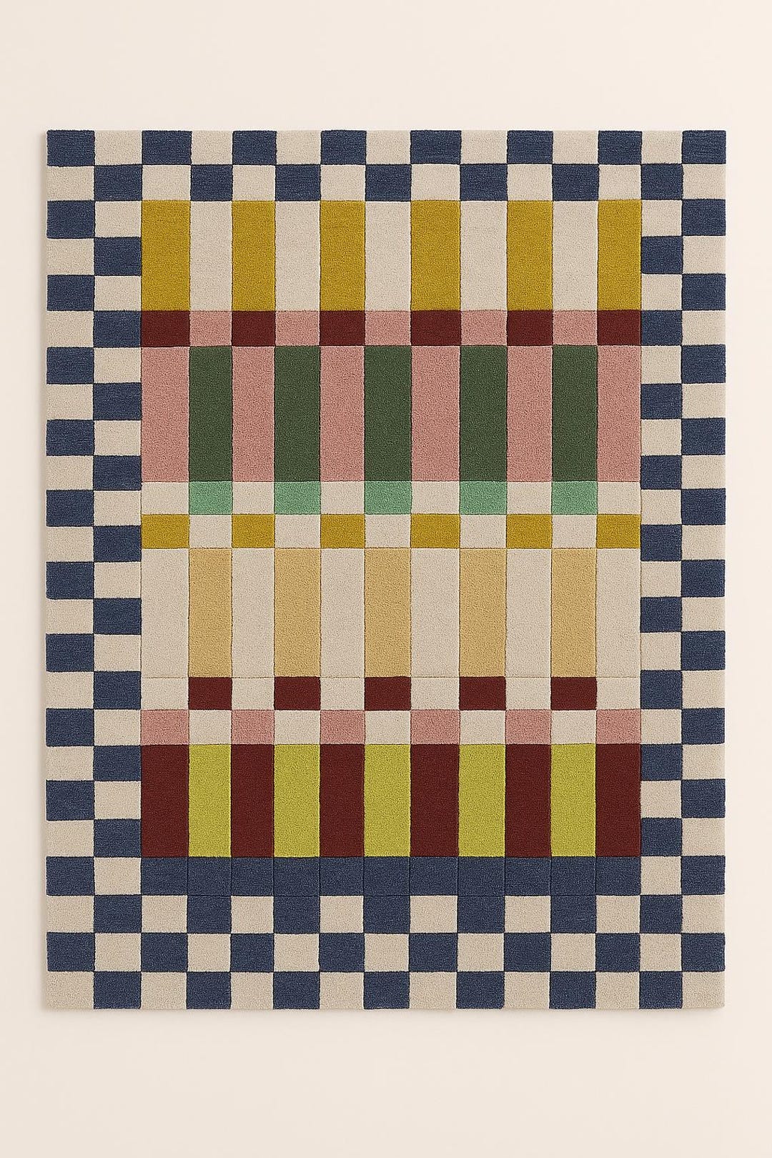 Geometric Modern Rug | Colorful Hand Tufted Wool Carpet | Checkerboard ...