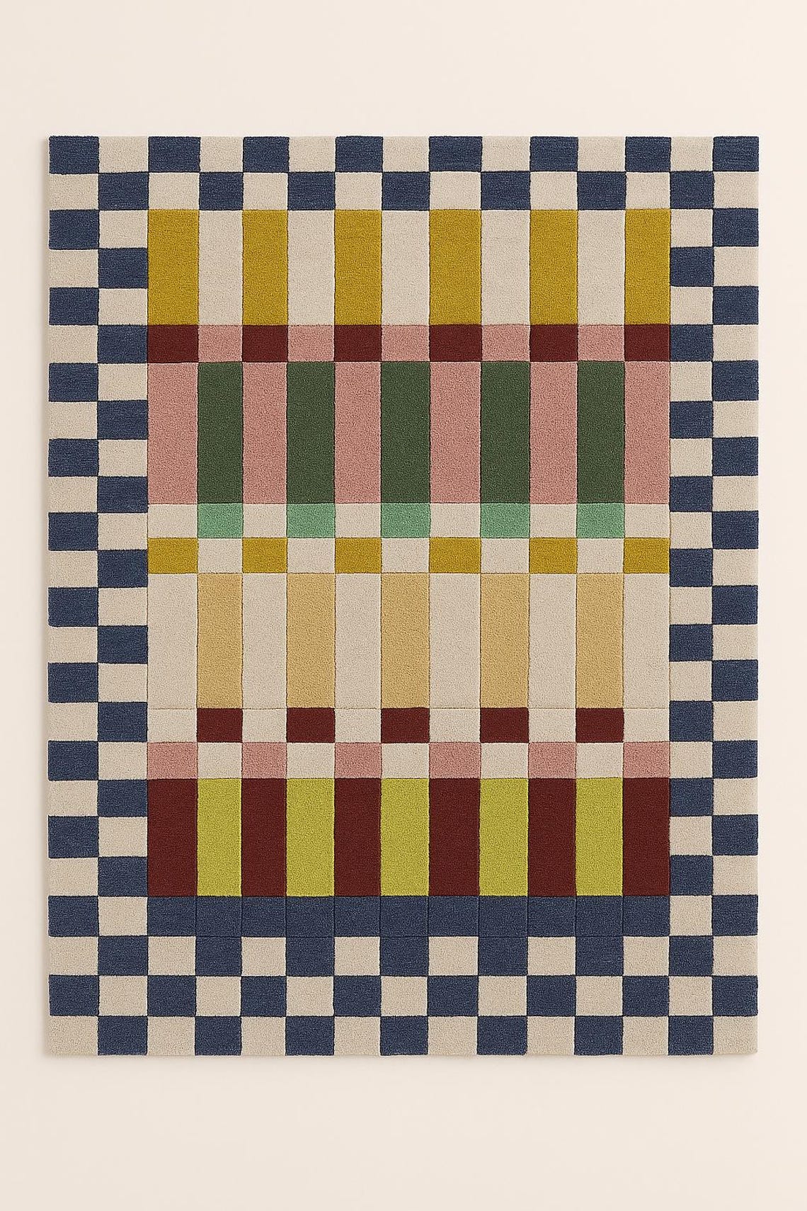 Geometric Modern Rug | Colorful Hand Tufted Wool Carpet | Checkerboard ...