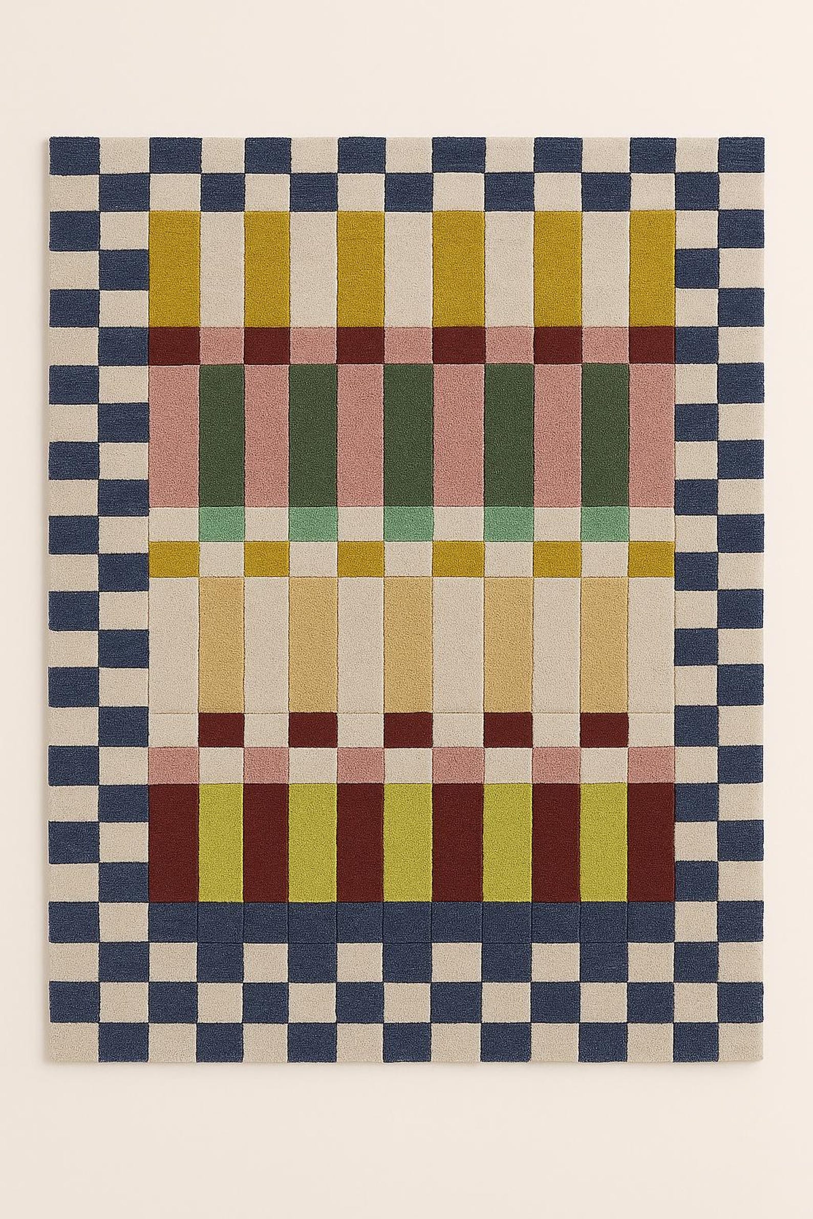 Geometric Modern Rug | Colorful Hand Tufted Wool Carpet | Checkerboard ...