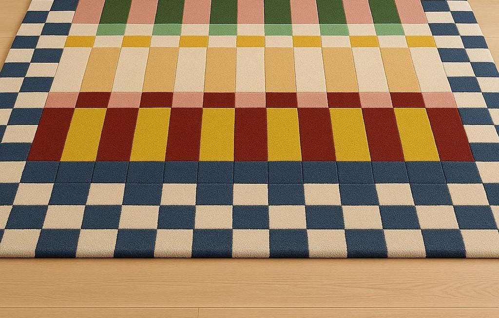 Geometric Modern Rug | Colorful Hand Tufted Wool Carpet | Checkerboard ...