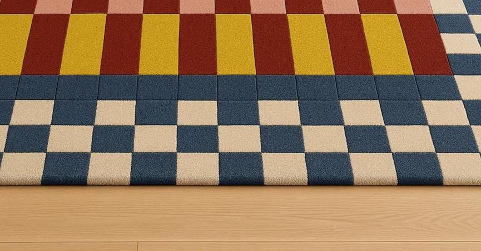 Geometric Modern Rug | Colorful Hand Tufted Wool Carpet | Checkerboard ...