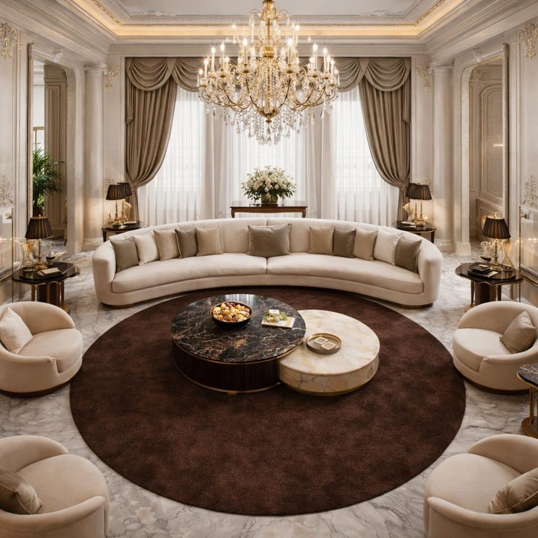 Hand Tufted Round Wool Rug | Luxury Brown Circular Area Rug | Modern ...