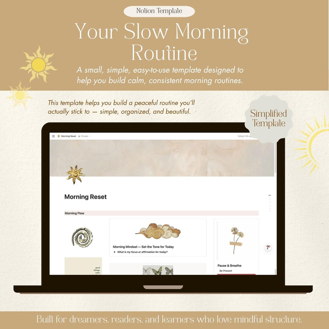 Morning Routine Reset Notion Template | Daily Checklist | Simple ...