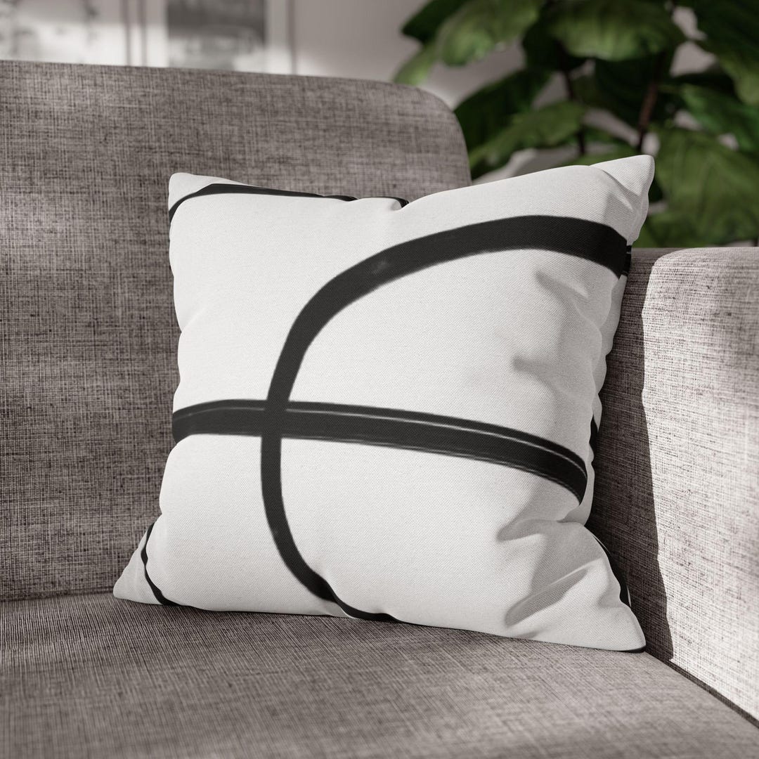 Abstract Line Art Pillow Cover, Black and White Minimalist Cushion ...