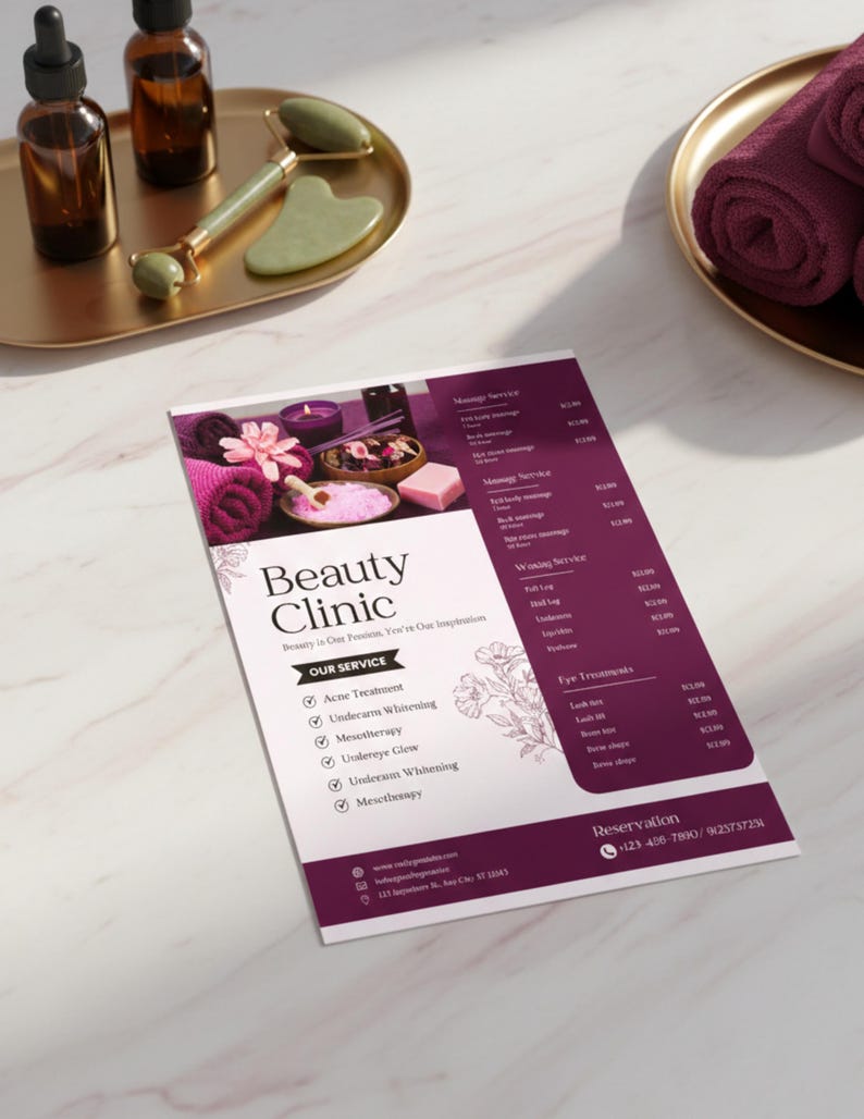 Beauty Salon Flyer Template | Spa Price List, Editable Canva Design ...