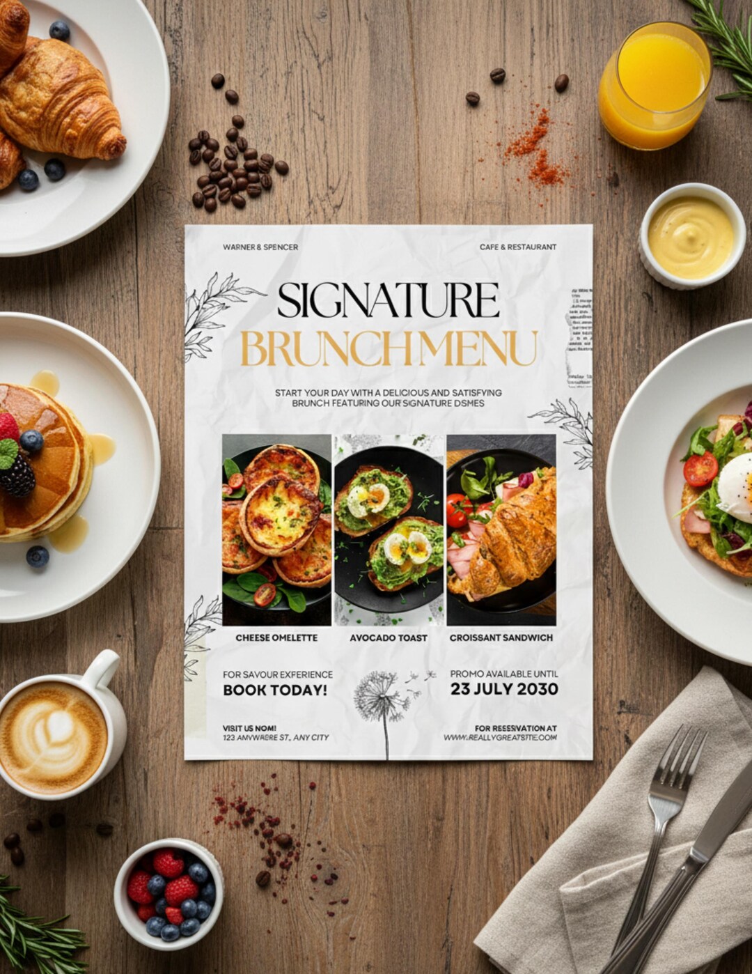 Editable Brunch Menu Flyer Template | Restaurant & Cafe Menu PDF ...