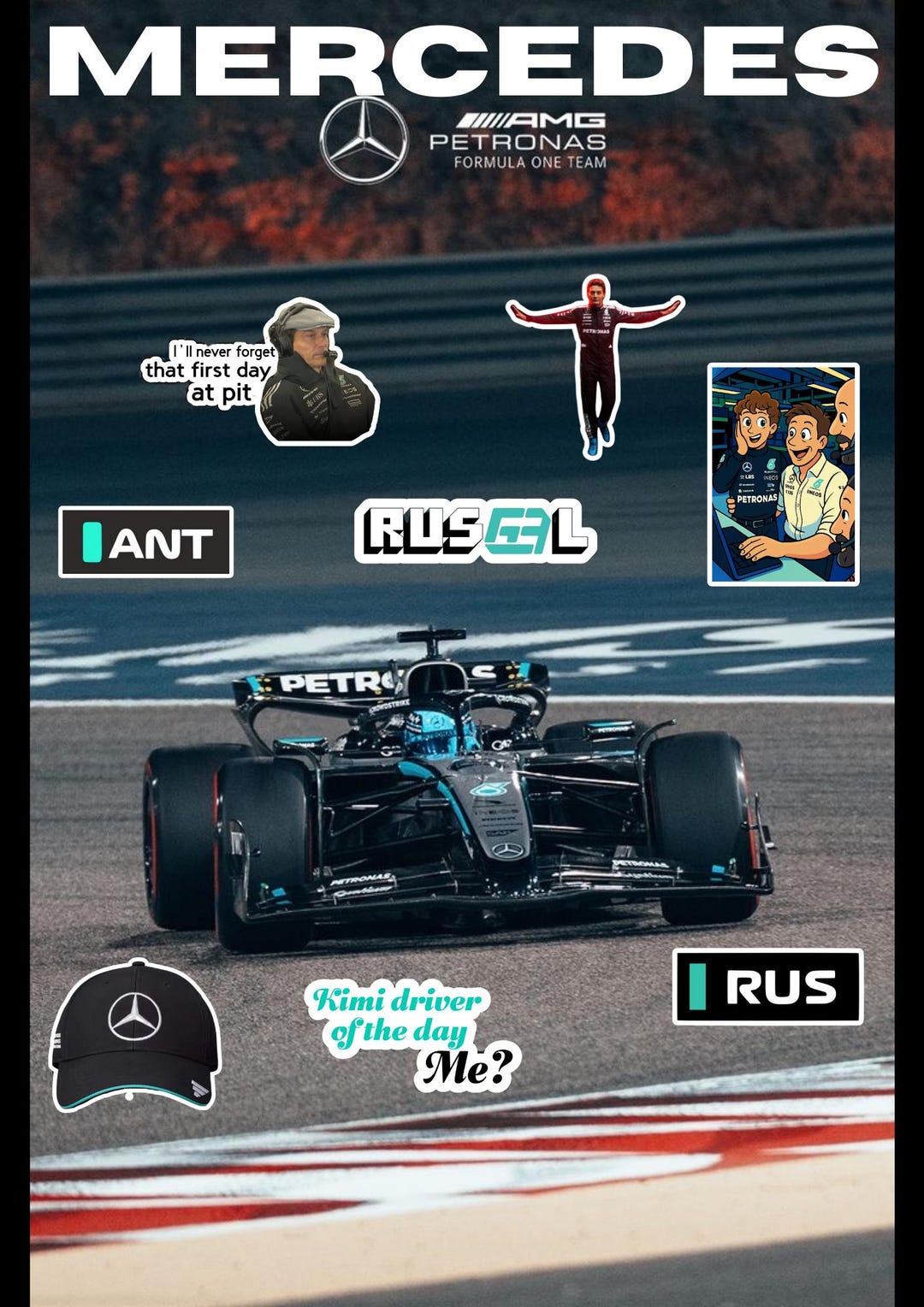 Mercedes Stickers | Mercedes Team Sticker Pack | Funny F1 Stickers ...