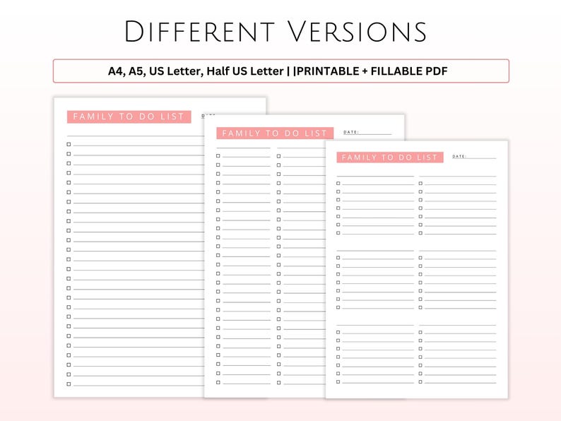 Family to Do List Printable Template, Tasks for Family Members, Family ...