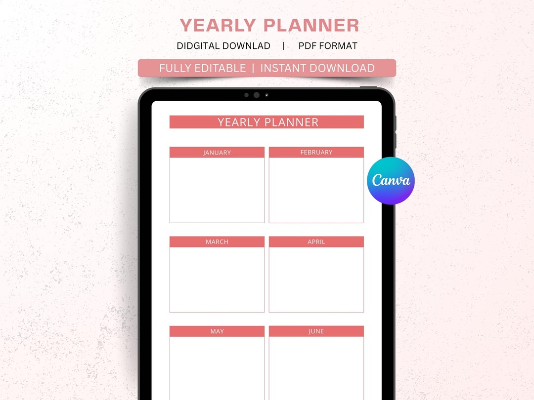 Printable Yearly Planner, Personal Planner , Health, Productivity ...