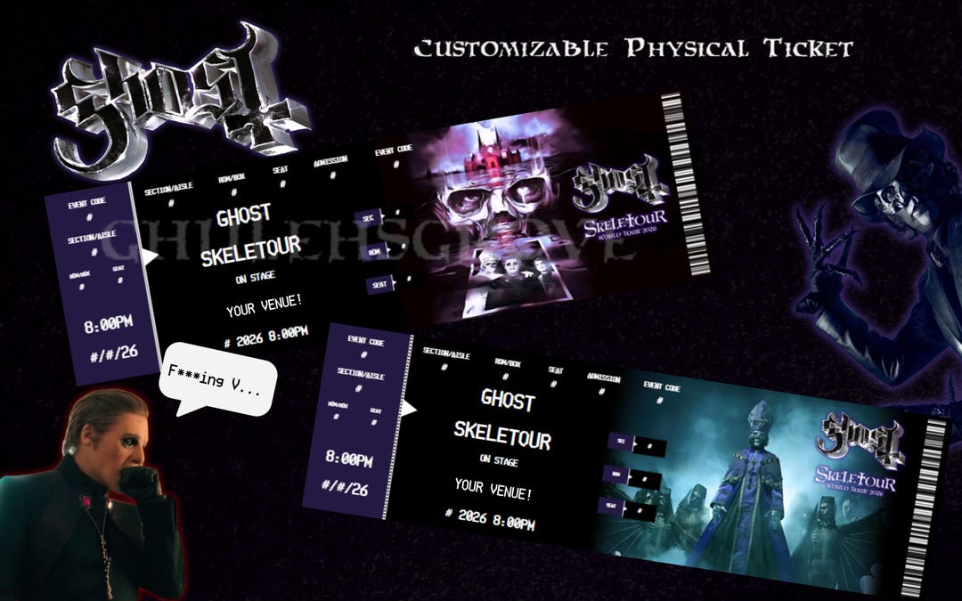 Custom Ghost Concert Ticket Keepsake - 2026 Tour or Past Ritual ...