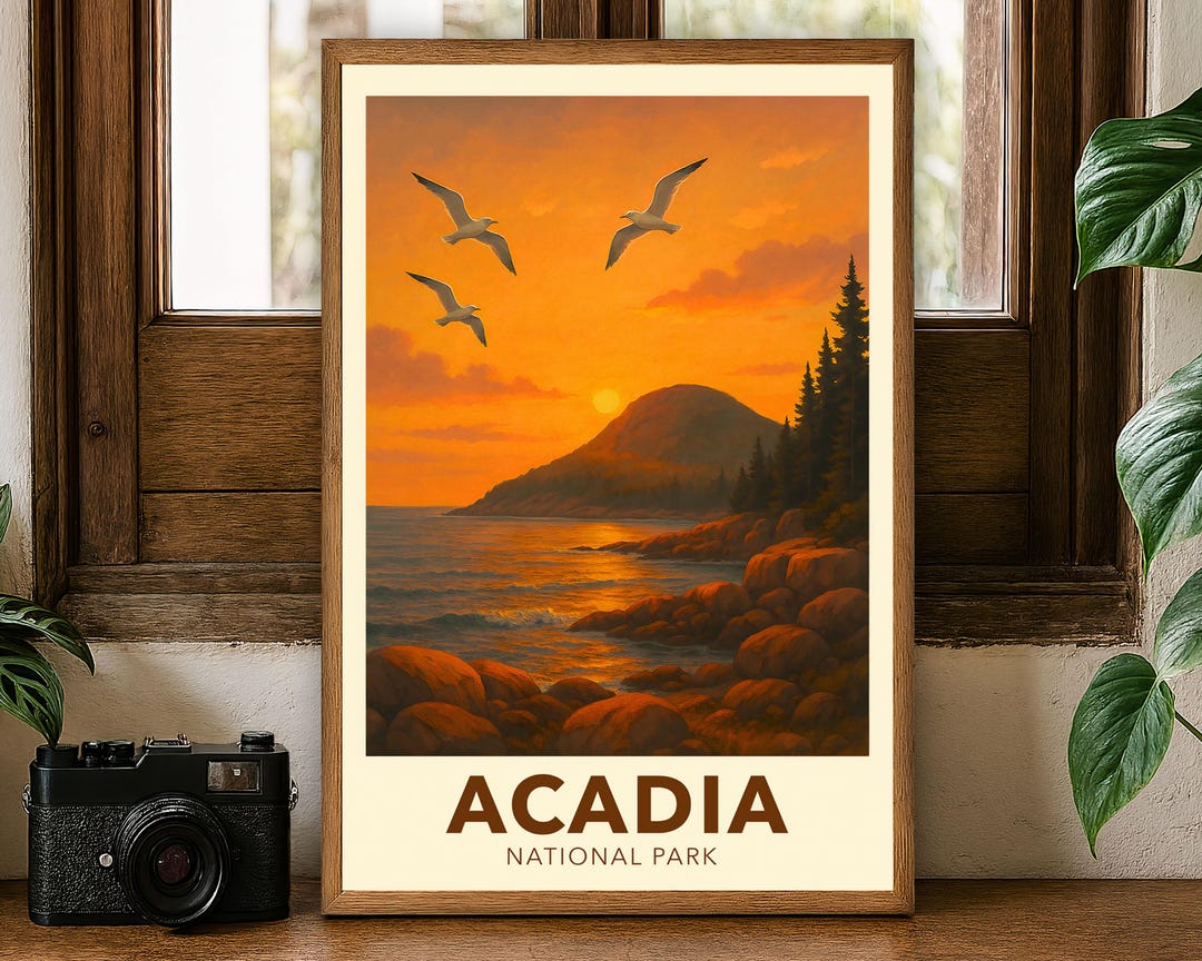 Acadia National Parks Print • Coastal National Park Wall Art • Vintage ...