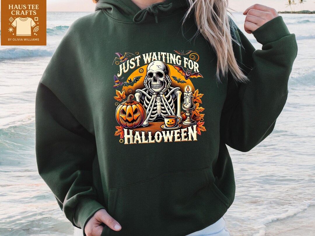 Retro Halloween Crop Hoodie: Funny Skeleton Pumpkin Graphic, Spooky ...