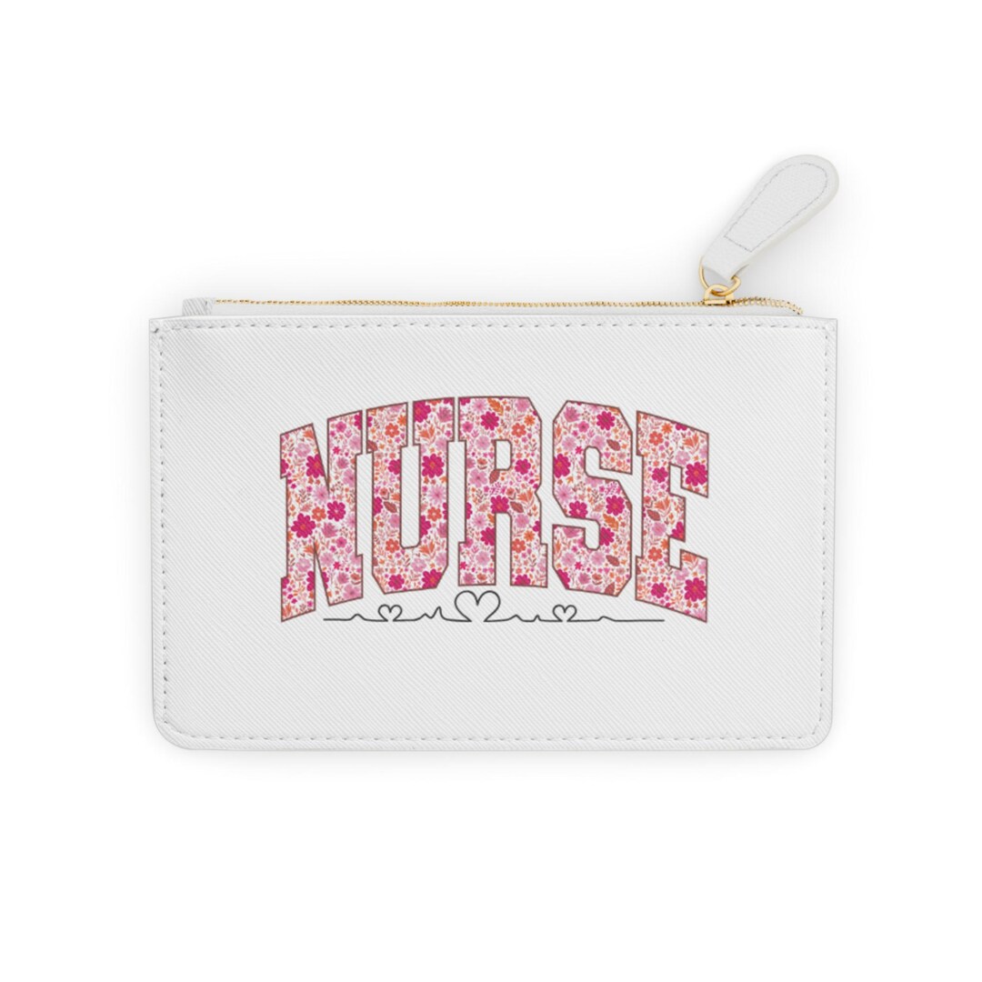 NURSE Floral Varsity Font Mini Clutch Bag | Nurse Pouch, Medical ...