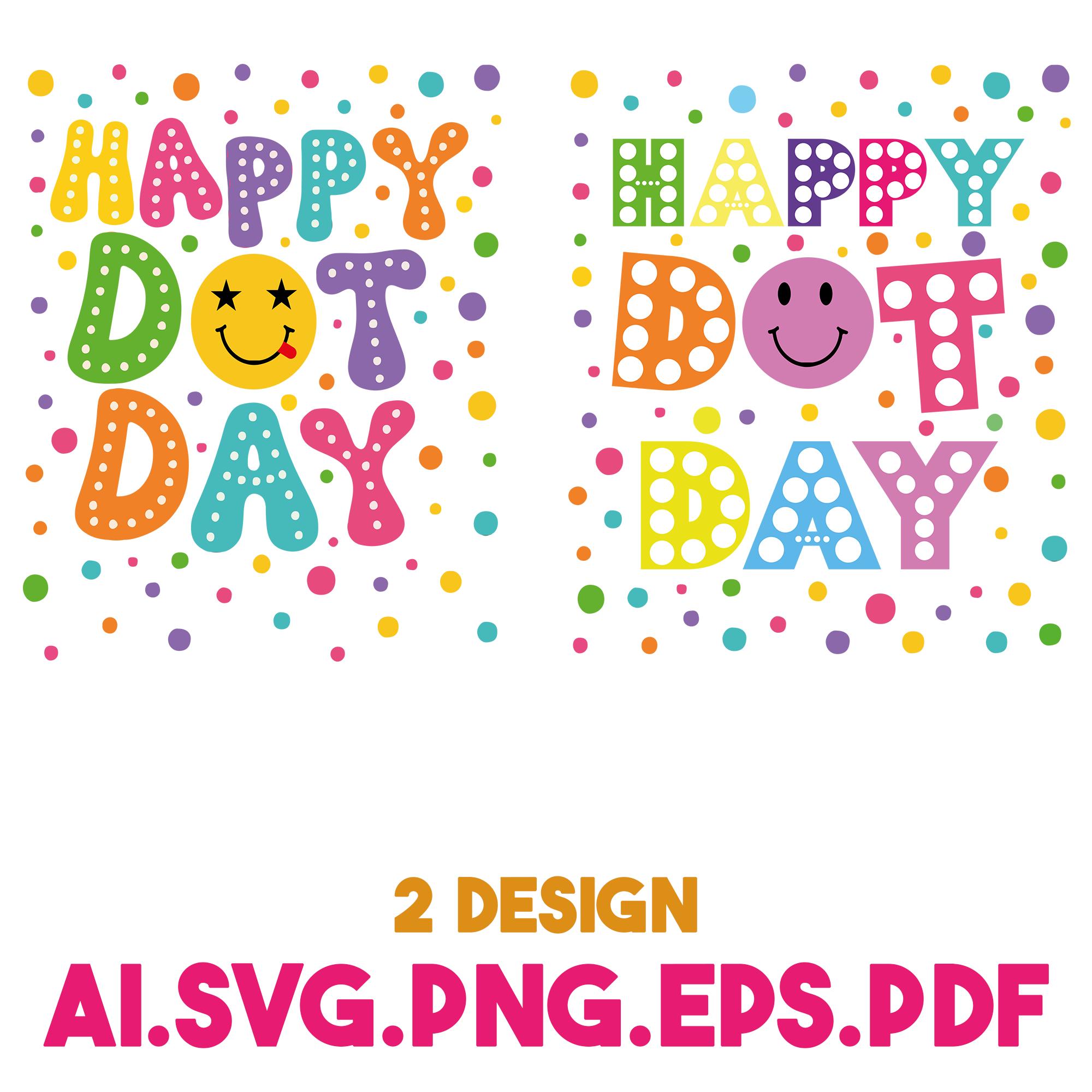 Smiley Face Dot Day Clipart Bundle: Retro Polka Dot Designs (SVG, PNG ...