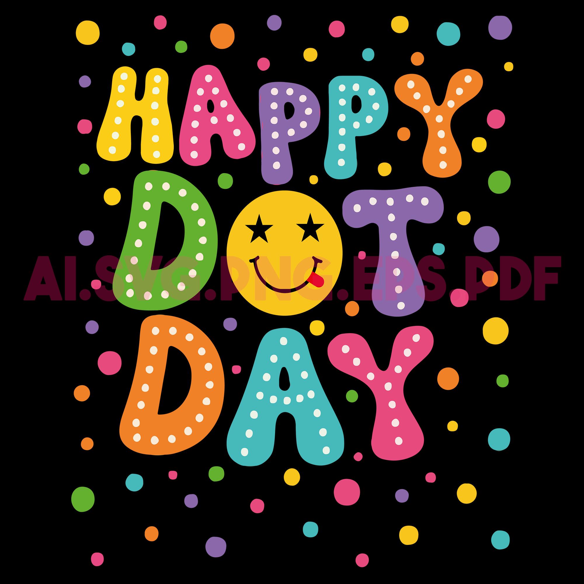 Smiley Face Dot Day Clipart Bundle: Retro Polka Dot Designs (SVG, PNG ...