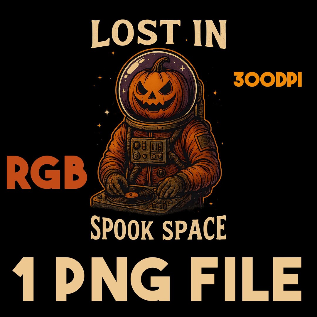 Pumpkin Astronaut Halloween PNG: Spooky Cosmic DJ Design (300 DPI) - Etsy