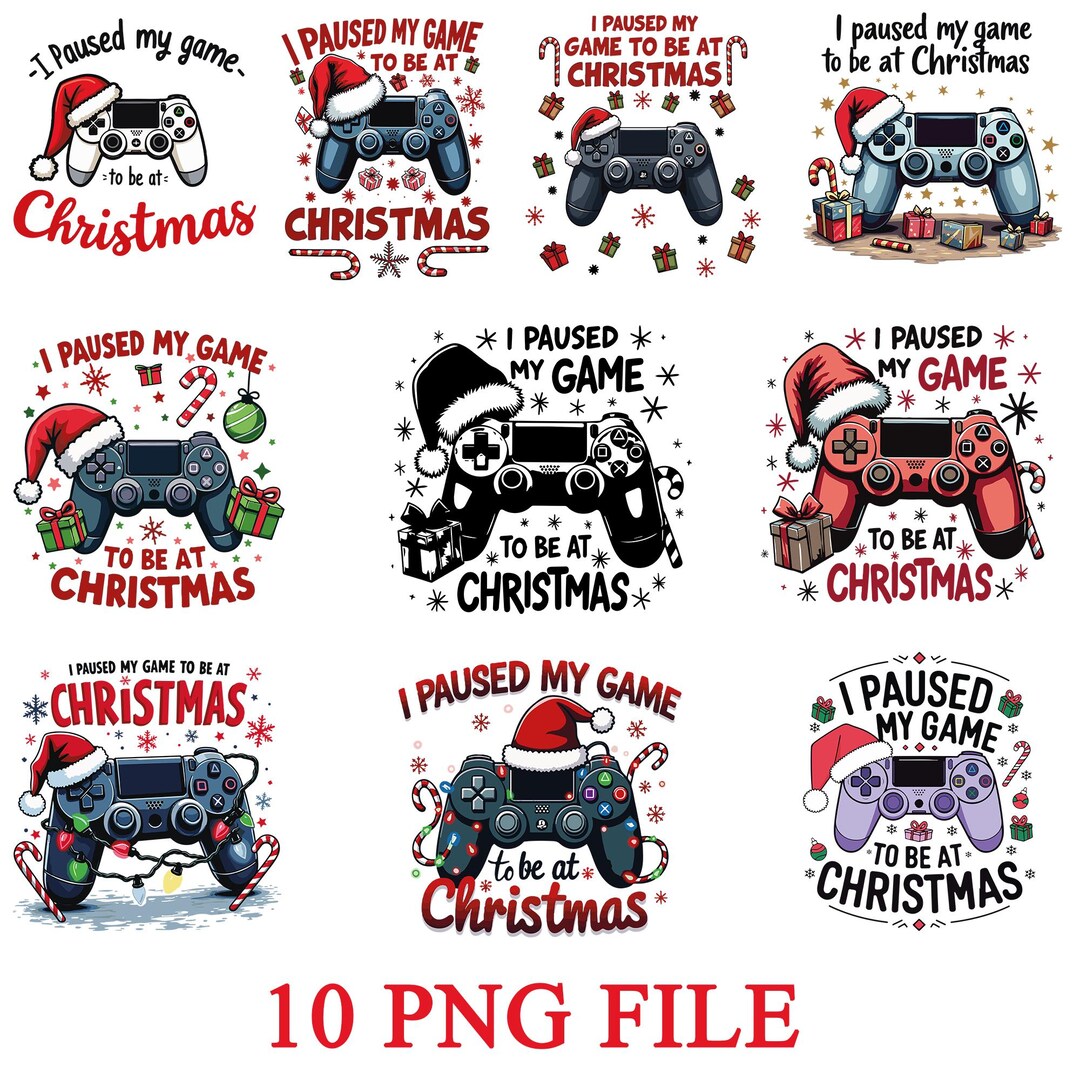 Christmas Game Controller Designs PNG Bundle for Sublimation (300DPI ...