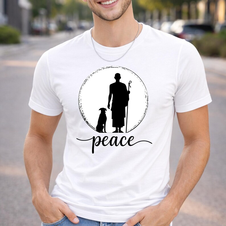 Walk for Peace PNG SVG Bundle, Peace Quote Art, Monk Walking Dog Design ...