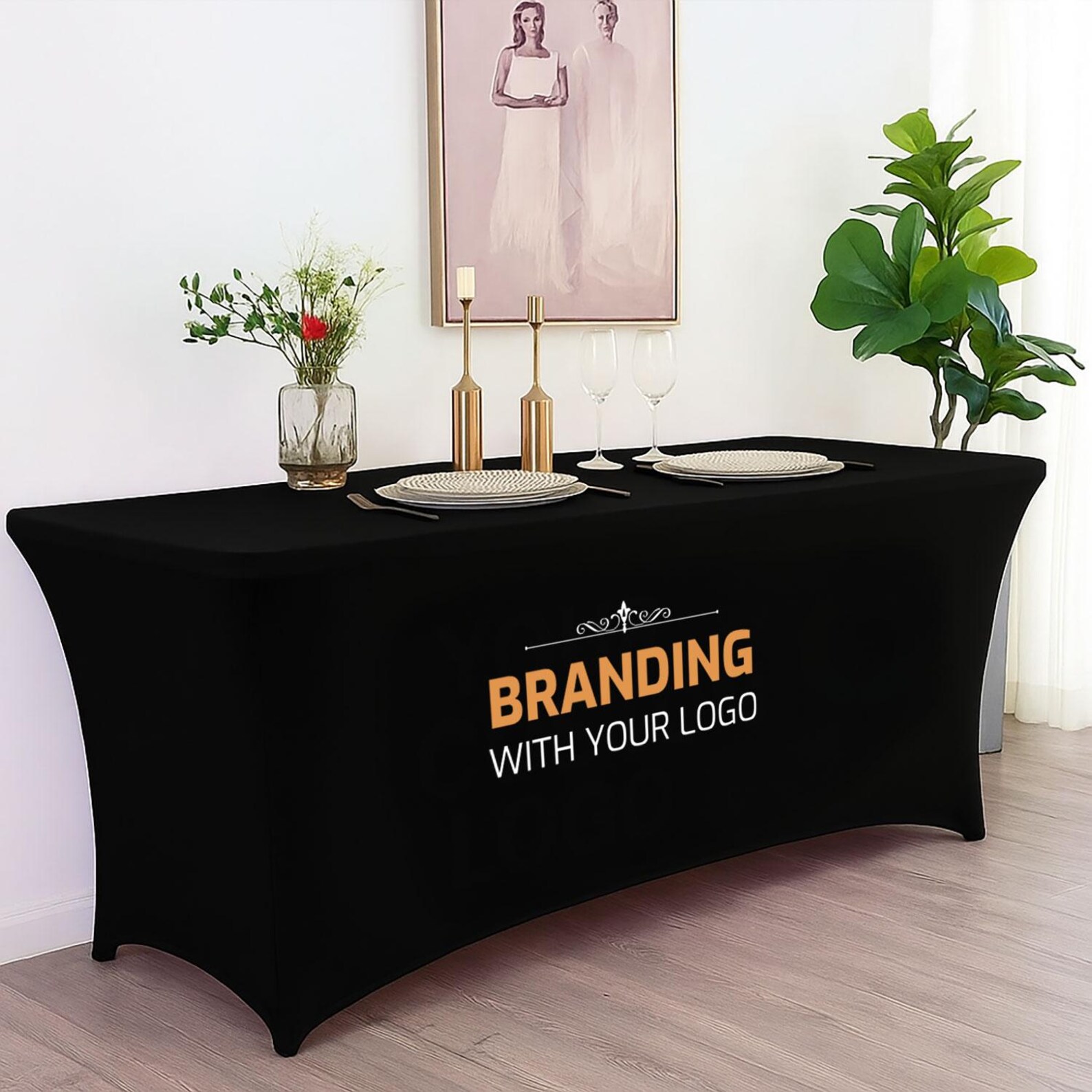 4/6/8ft Custom Stretch Spandex Table Cover | Tablecloth, Trade Show ...