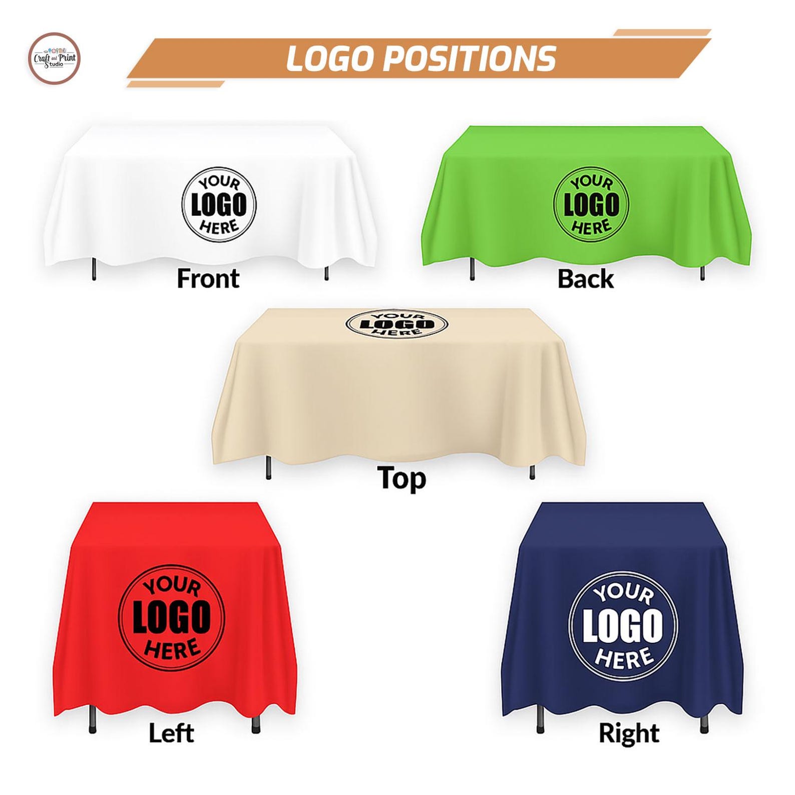 Custom Logo Tablecloth 4/6/8ft | Personalized Table Throw, Trade Show ...