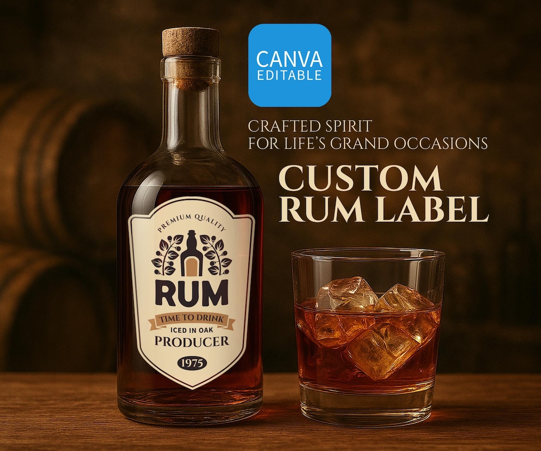 Custom Vintage Rum Label, Editable Canva, Personalized Label for ...