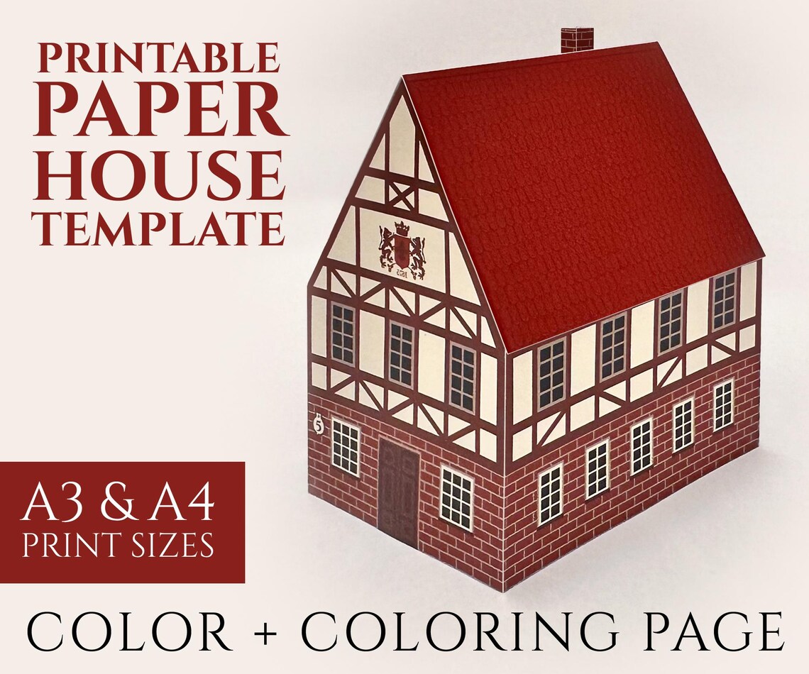 Printable German 2-story House Template • Medieval Alpine Cottage ...
