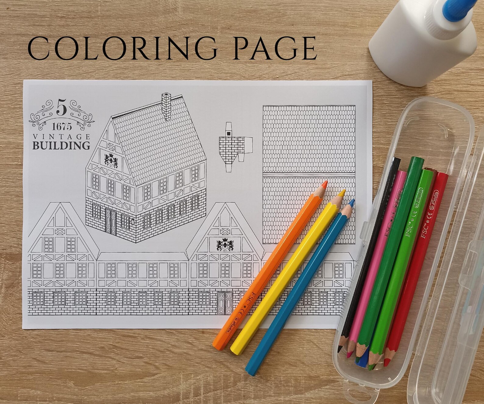 Printable German 2-story House Template • Medieval Alpine Cottage ...