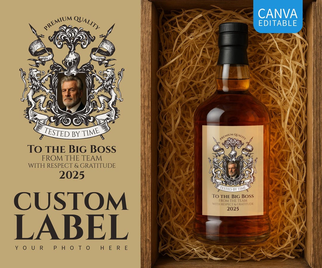 Custom Vintage Liquor & Wine Label • Knight Crest With Lions, Shield ...