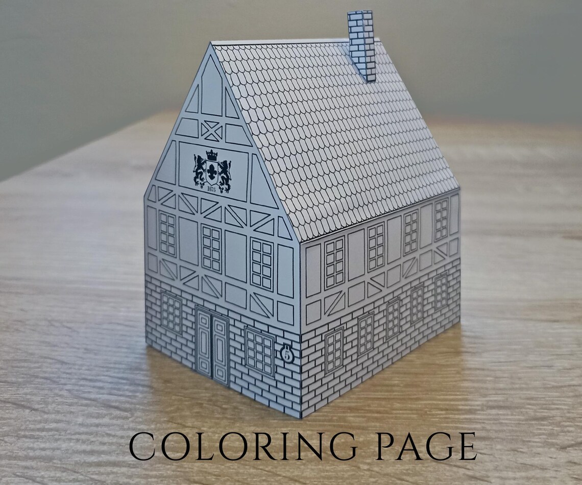 Printable German 2-story House Template • Medieval Alpine Cottage ...