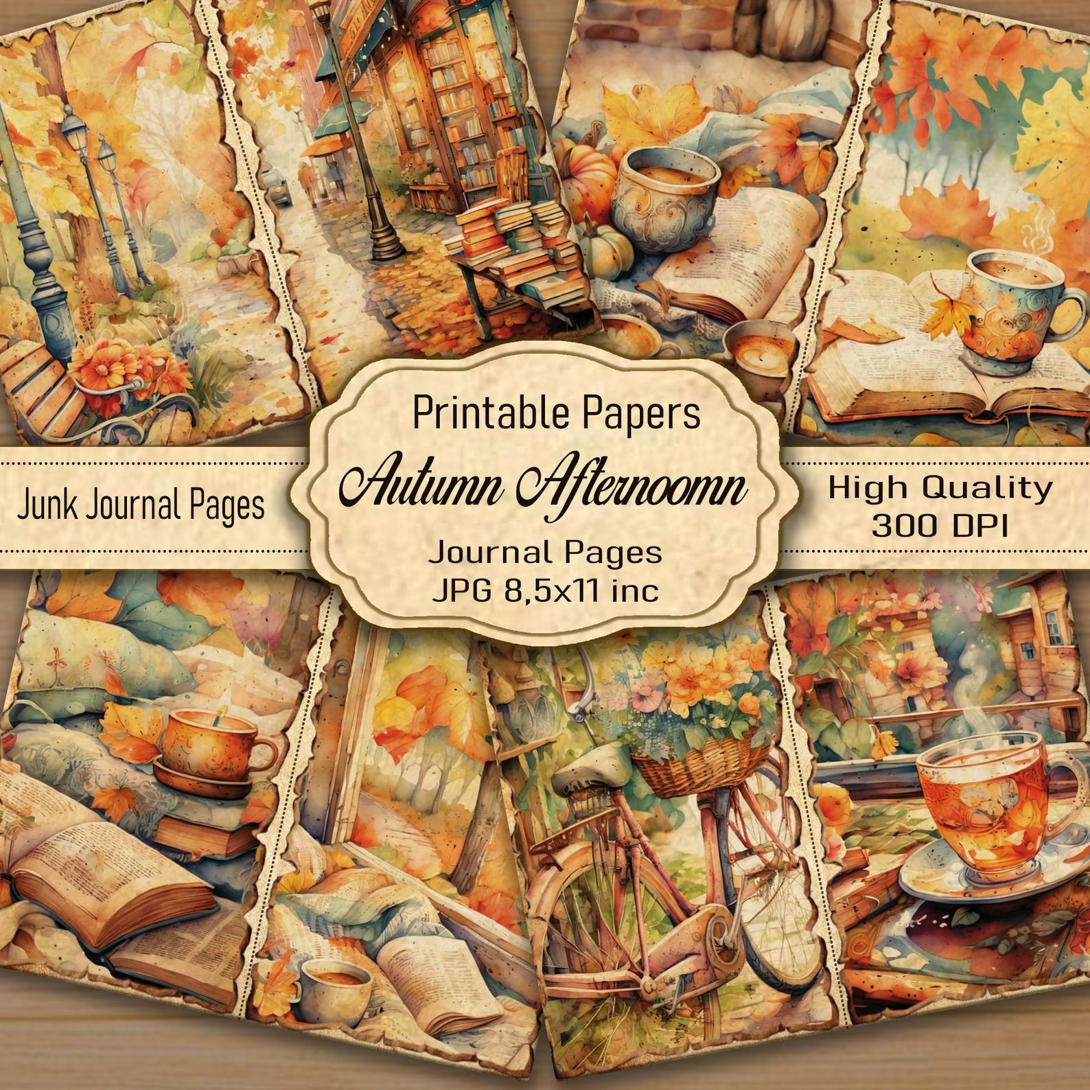 Autumn Afternoon Junk Journal Kit – Watercolor Printable Pages for Cozy ...