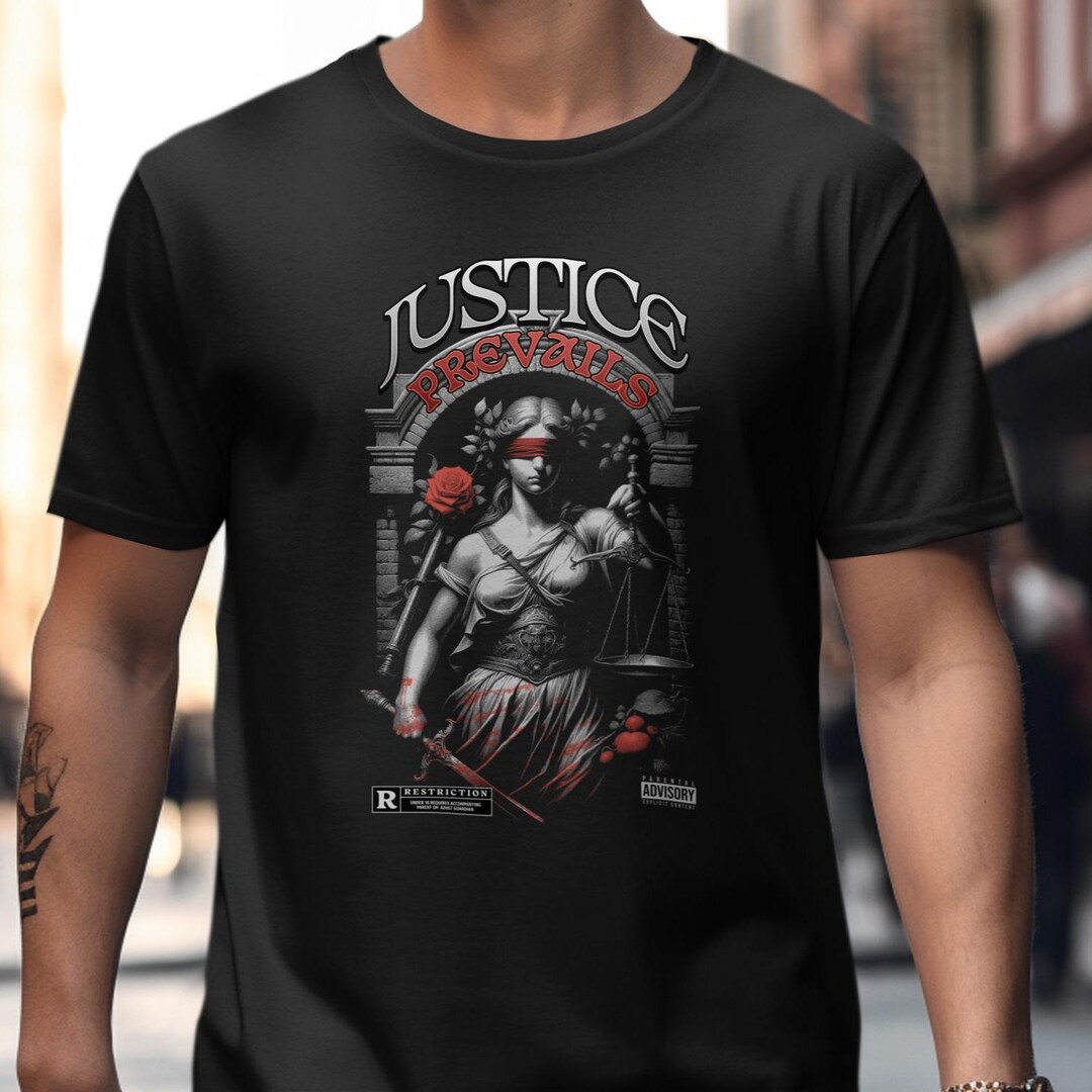 Justice Prevails T-shirt, Lady Justice Gothic Graphic Tee, Statement ...