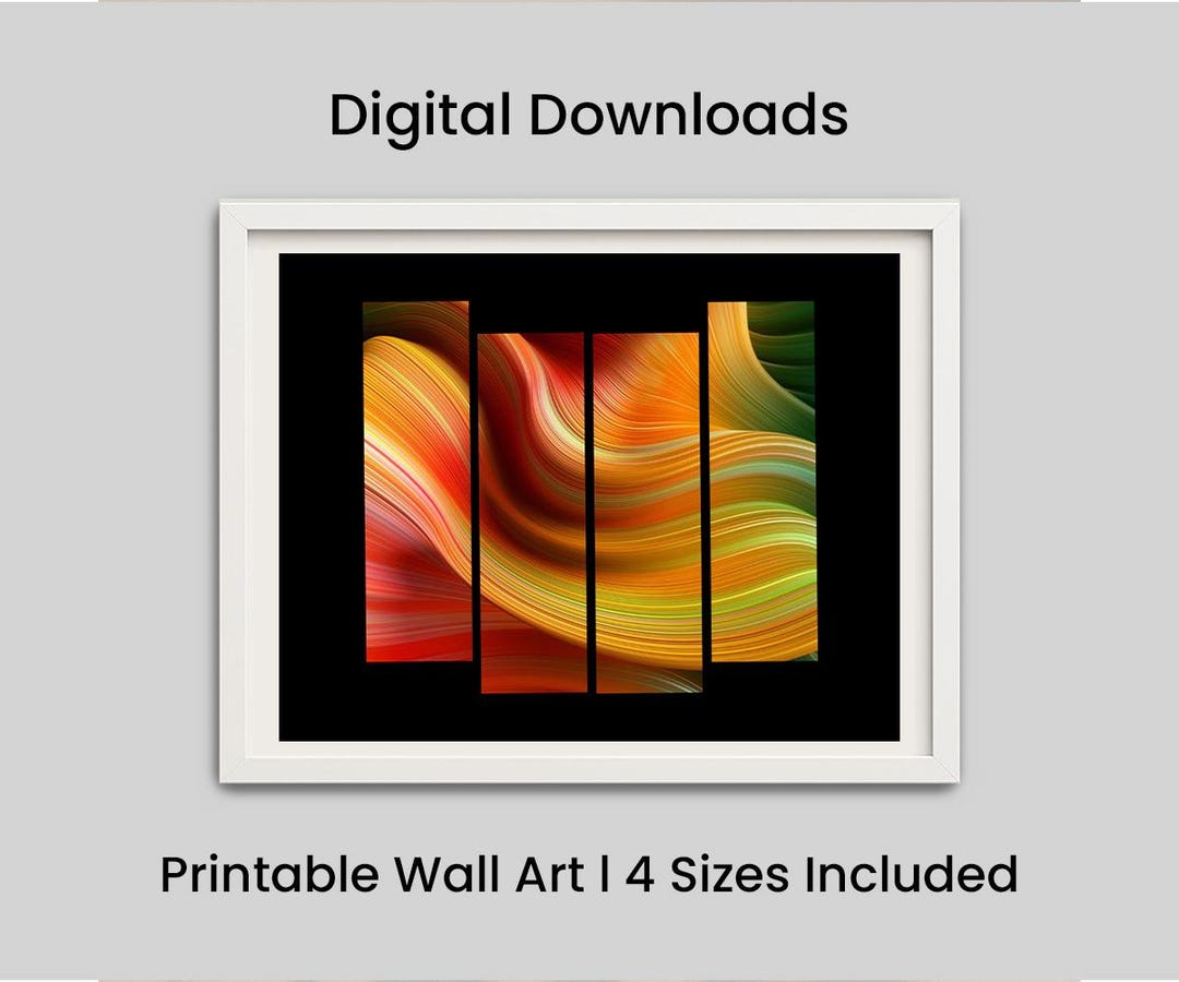 Abstract Wall Art Set of 4 | Colorful Modern Quadriptych Prints ...