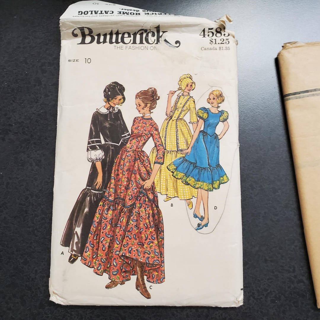 Vintage 1970s Butterick Sewing Pattern 4585, Womens Prairie Dress ...
