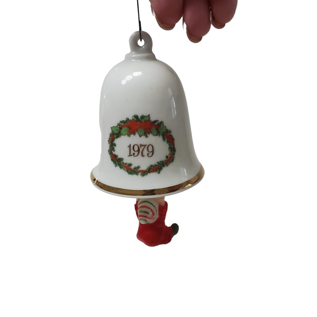Vintage 1979 the Bellringer Hallmark Ornament, Elf on A Porcelain Bell ...