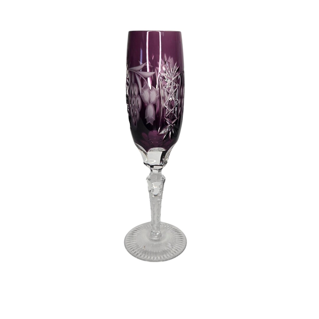 Vintage Ajka Marsala Crystal Champagne Flute Amethyst Bohemian Glass - Etsy